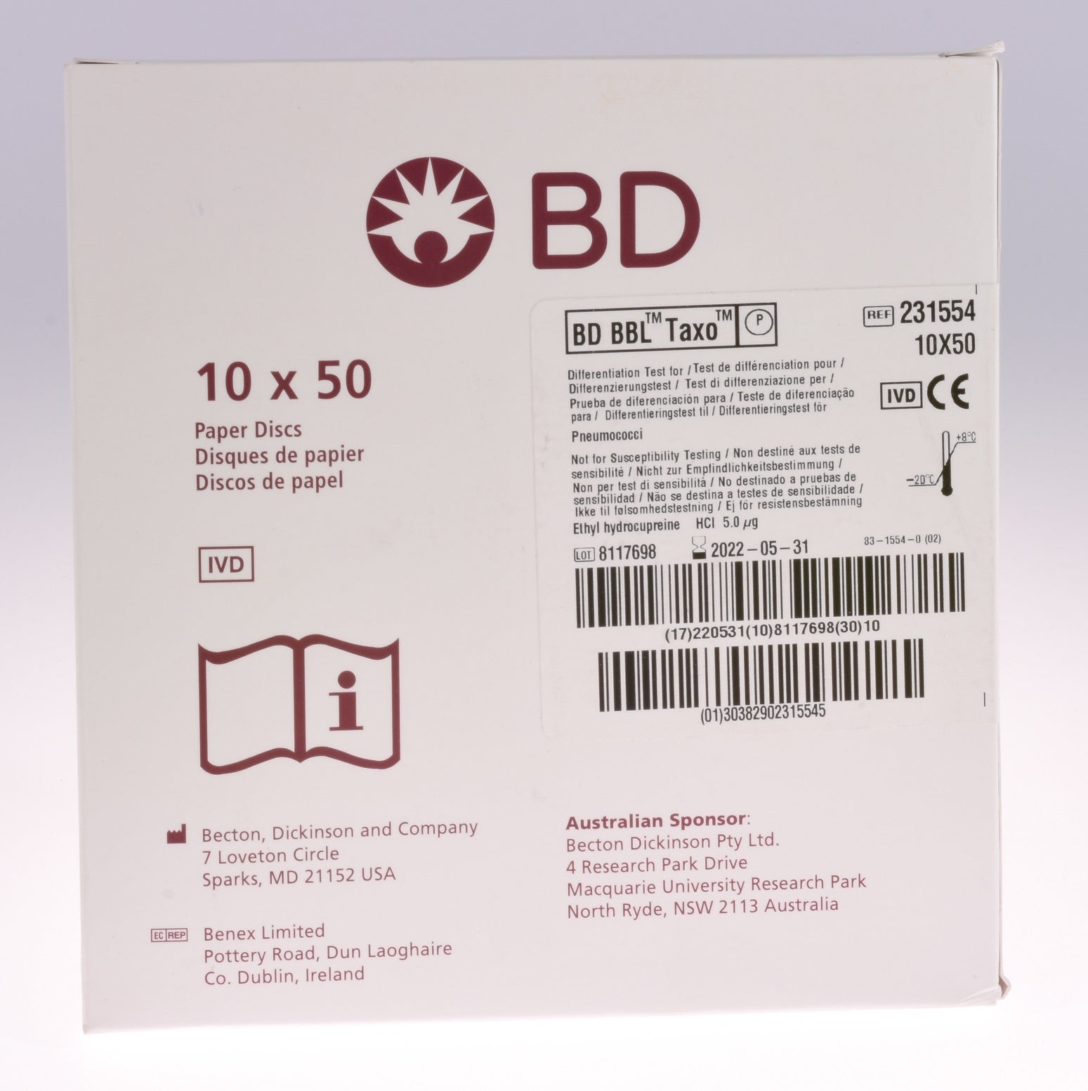 Taxo P Optoquina Sensi-Disc® BBL® – Productos Biológicos Hyla